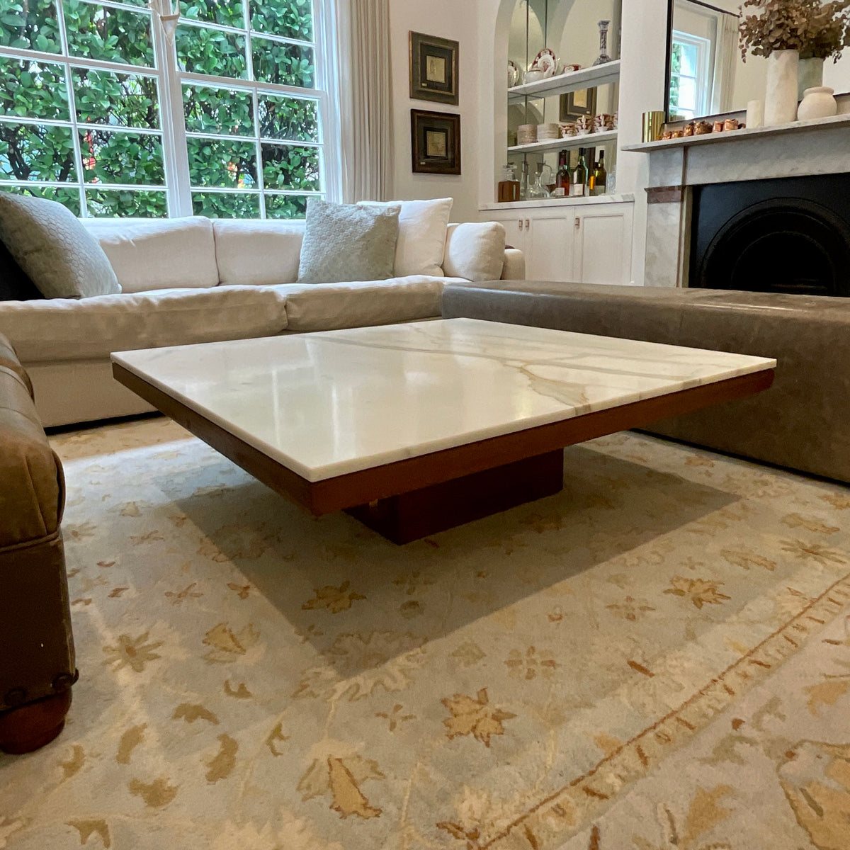 Custom Coffee Table with Marble Top – Home Furniture on Consignment
